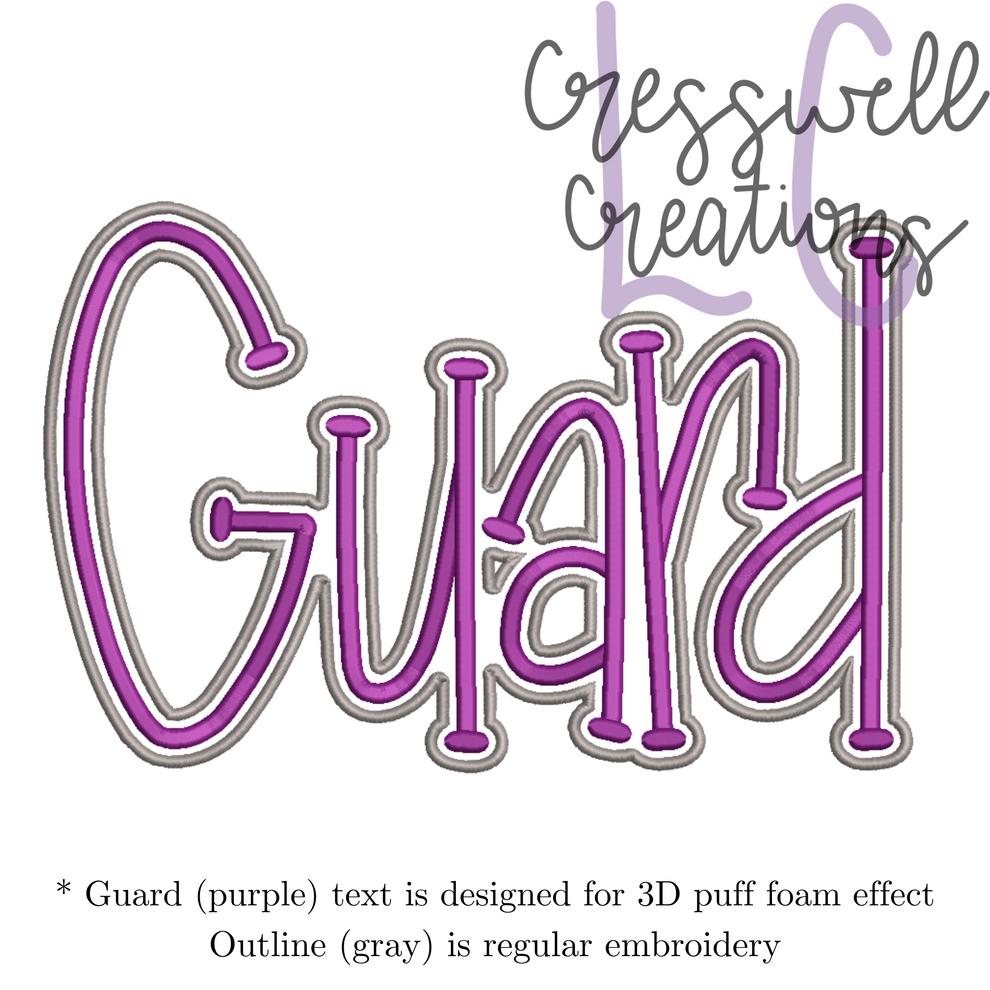 Guard 3D Puff Machine Embroidery Design – Cresswell Creations