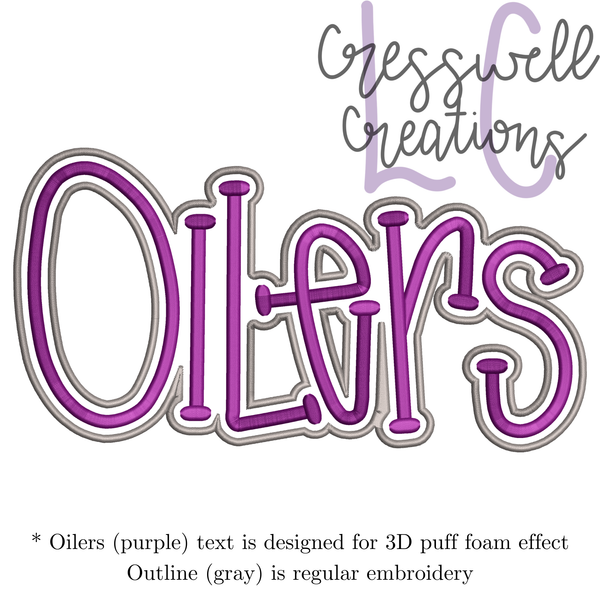 Oilers 3D Puff Machine Embroidery Design – Cresswell Creations