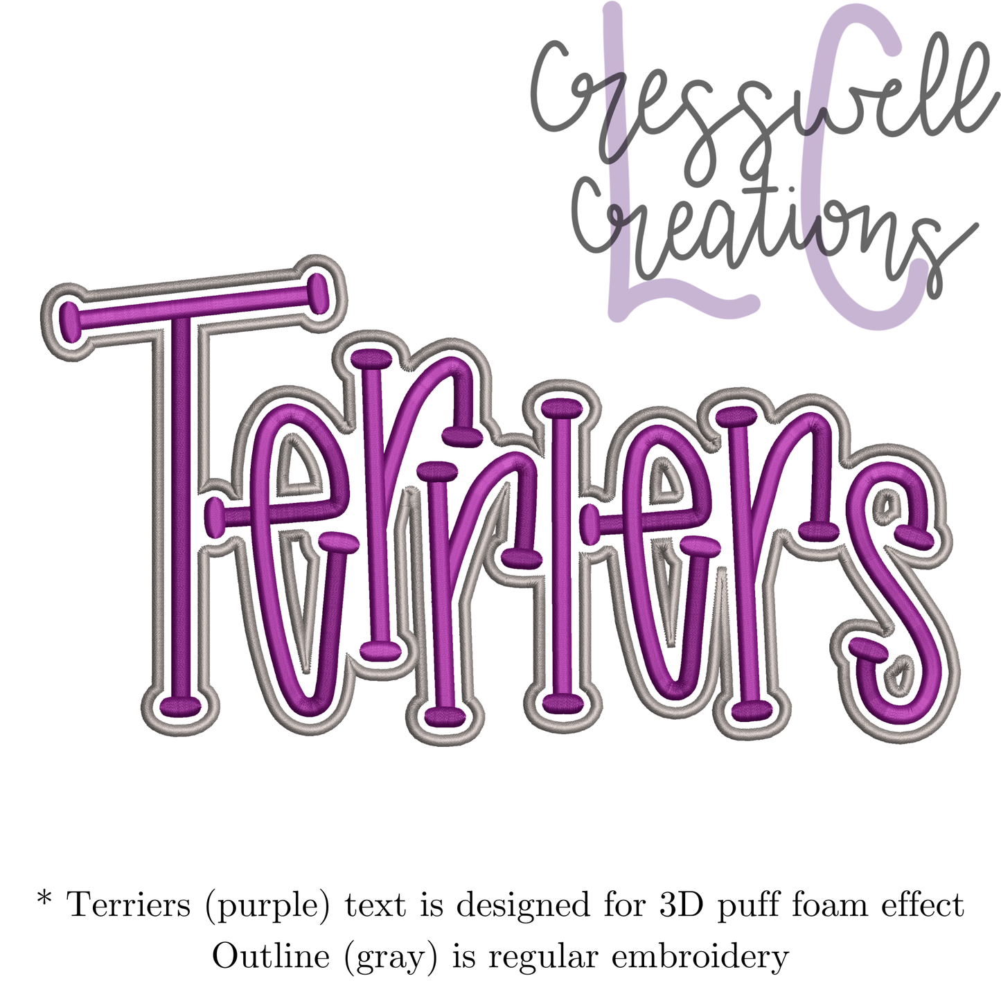 Terriers 3D Puff Machine Embroidery Design – Cresswell Creations