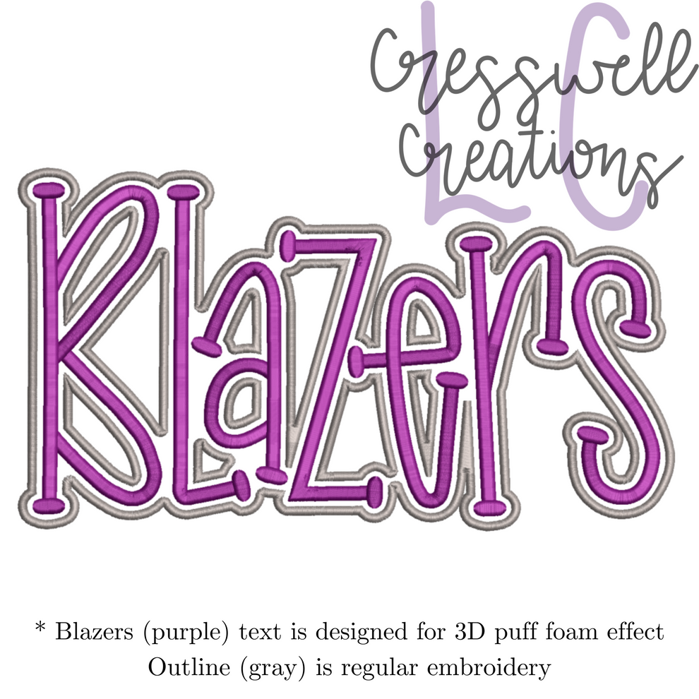 Blazers Puff Machine Embroidery Design – Cresswell Creations