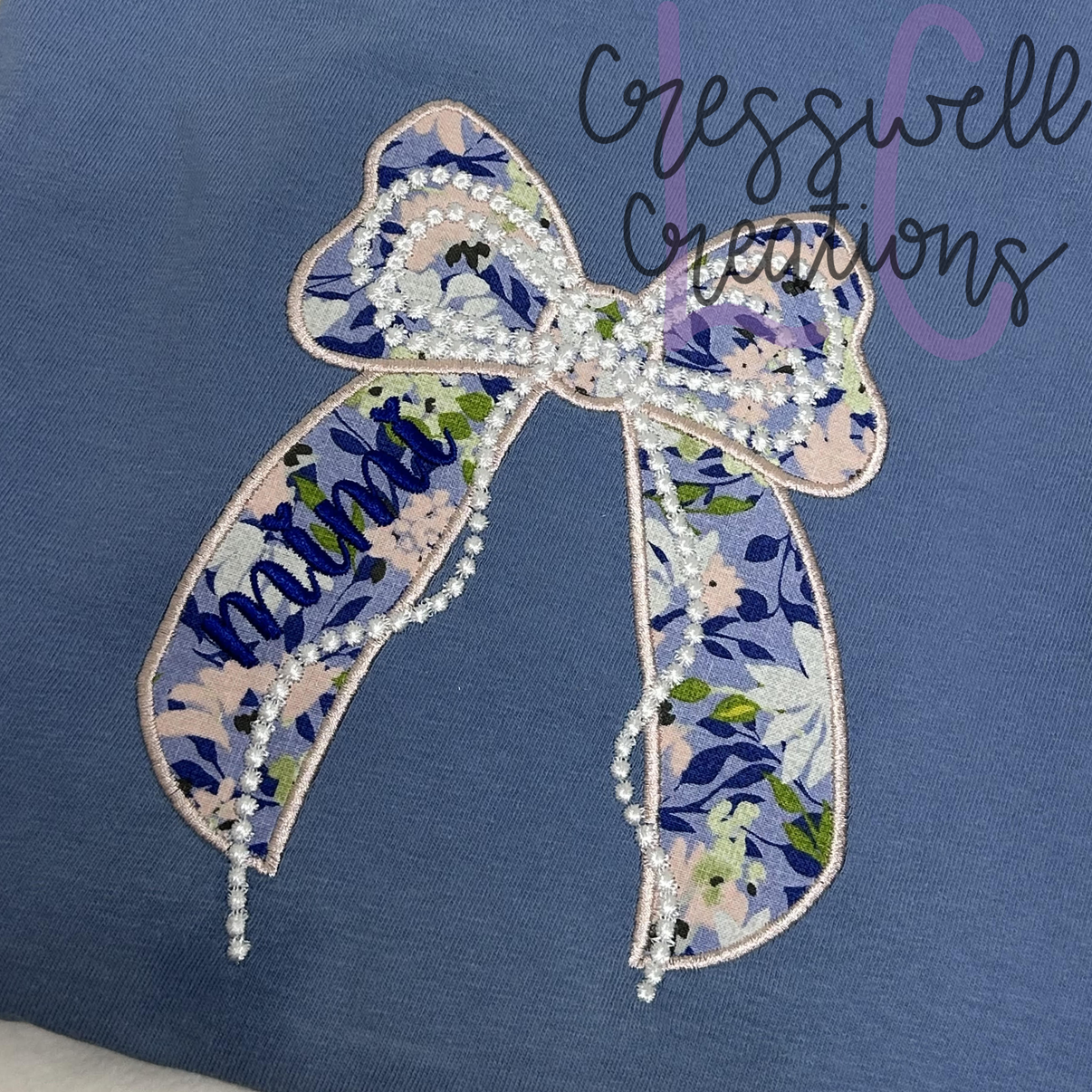 Bow Pearls Satin Applique Machine Embroidery Design – Cresswell Creations