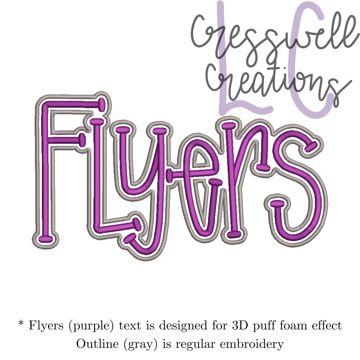 Flyers 3D Puff Machine Embroidery Design – Cresswell Creations
