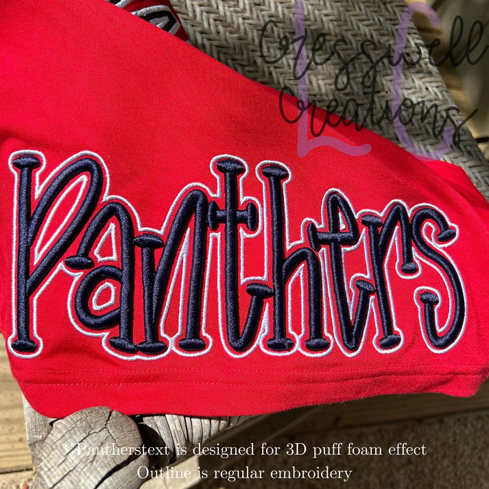 Panthers 3D Puff Machine Embroidery Design – Cresswell Creations