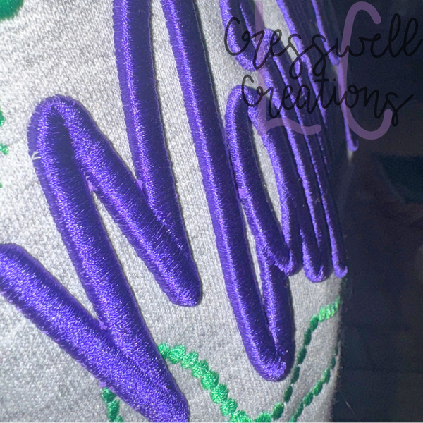 Mardi Gras 3D Puff Script Machine Embroidery Design – Cresswell Creations
