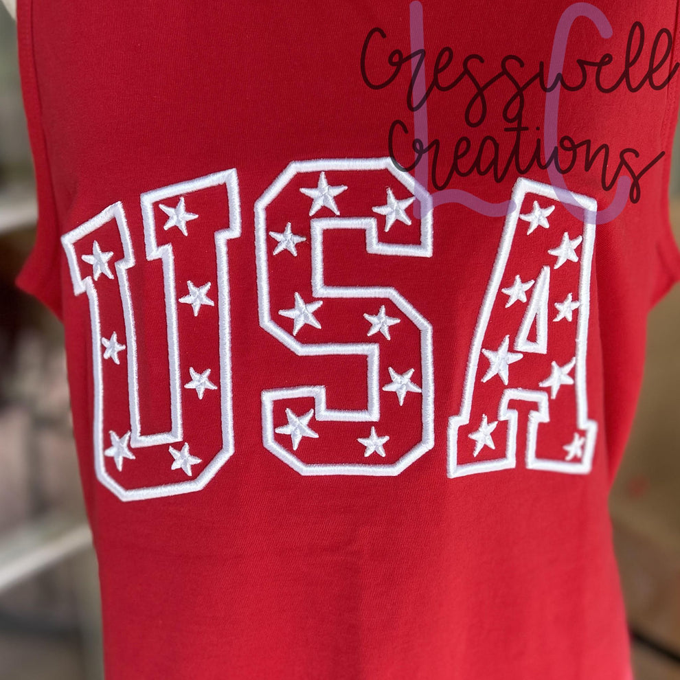 USA with Stars 3D Puff Machine Embroidery Design – Cresswell Creations