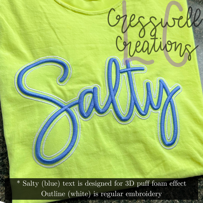 Salty 3D Puff Machine Embroidery Design – Cresswell Creations