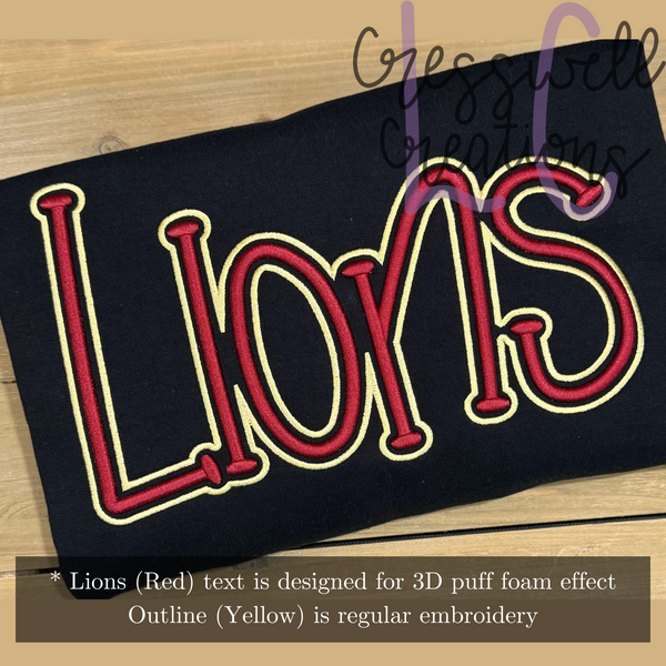 Lions 3D Puff Machine Embroidery Design – Cresswell Creations